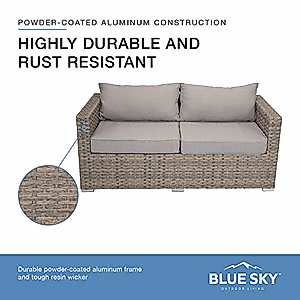 Blue Sky Outdoor Living Blue Sky Sheffield 6-Piece Aluminum Conversation Set, All-Weather Resin Wicker Outdoor Furniture, Brown/Grey for Patio, Lawn, Garden, or Poolside