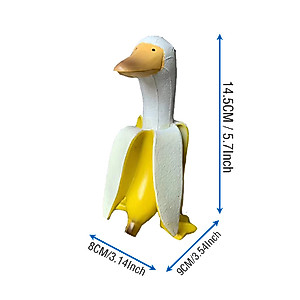 Tellme 2 PCS Banana Duck Statues, Creative Whimsical Garden Art Resin Sculptures, Cute Ducks Gnomes Decor for Room, Porch, Office, Home, Funny Outdoor Naughty Banana Ornament, Personalized Gifts.