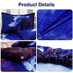 A Nice Night Galaxy 6Pcs Bedding Sets Outer Space Comforter Bed in a Bag 3D Printed Quilt,for Children Boy Girl Teen Kids,Twin 6Pcs