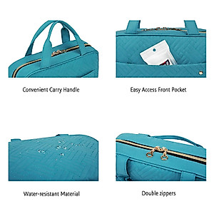 BAGSMART Toiletry Bag Travel Bag with hanging hook, Water-resistant Makeup Cosmetic Bag Travel Organizer for Accessories, Shampoo, Full Sized Container, Toiletries, Teal