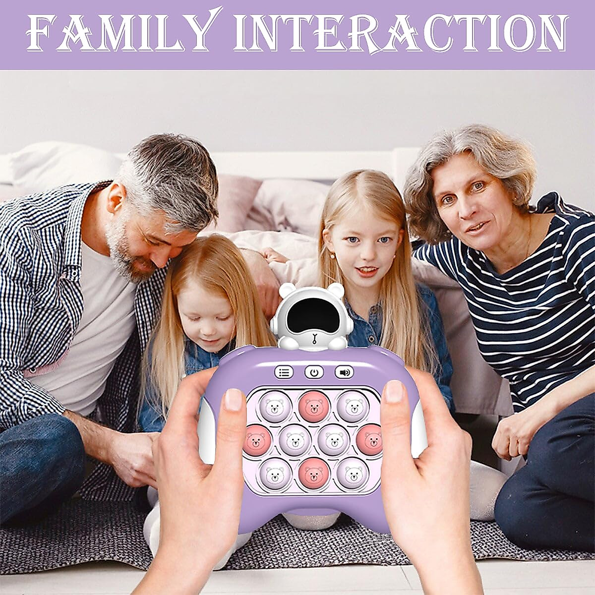 Upgraded Fast Push Game, Pop lt Game Light Up Fidget Toy Pocket Game for Kids Ages 3-12, Handheld Game Sensory Toy with 4 Modes Party Quick Push Fidget Toys, Birthday Gifts for Kids Boys Girls(Purple)