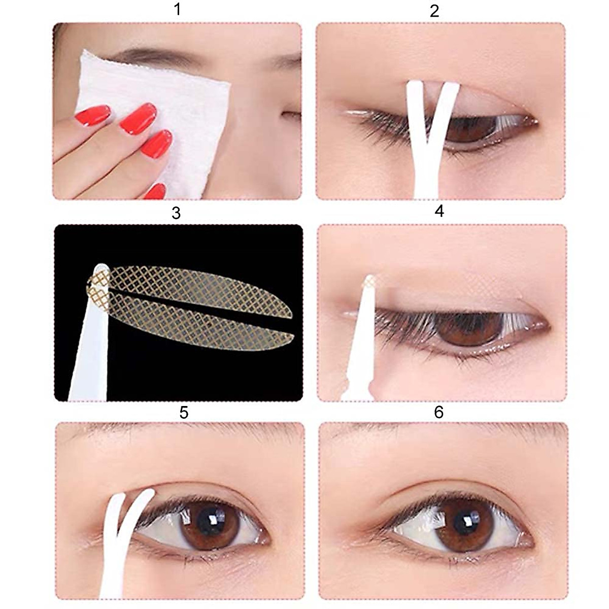 BlingKingdom 1200pcs Self-Adhesive Invisible Double Eyelid Tape Eyelid Lift Strips Instant Eyelid Stickers Eye Tapes Fiber for Hooded Droopy Uneven Mono-eyelids with Fork Rods and Tweezers