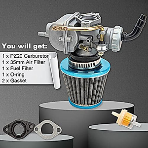 PZ20 Carburetor for Taotao NST SunL Kazuma Baja 50cc 70cc 90cc 110cc 125cc Carburetor ATV Go karts Moped Scooter 4 Stroke Engine 4 Wheeler, 110 Carburetor PZ20 Carb