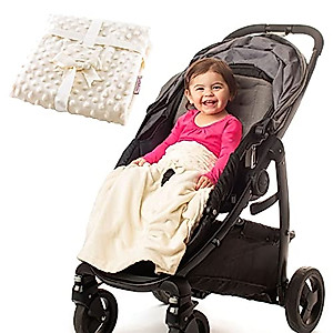 Non-Slip Stroller Blanket - Stays in Place, Off The Floor, Out of Stroller Wheels. Light Spring Soft Cream Baby Blanket for Infant and Toddlers, Universal Fit for All Strollers and Car Seat