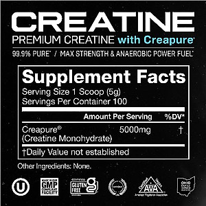Muscle Feast Creapure Creatine Monohydrate Powder, Vegan Keto Friendly Gluten-Free Easy to Mix, Mass Gainer, Muscle Recovery Supplement and Best Creatine for Muscle Growth, Unflavored, 500g