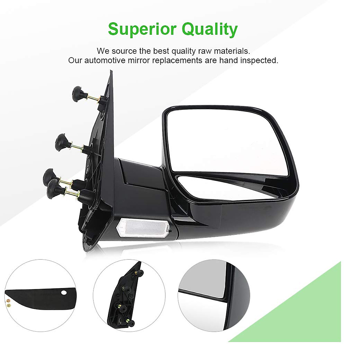 SCITOO Left and Right Side Mirrors fit for 2002 2003 2004 2005 2006 2007 2008 For Ford E150 E250 E350 E450 E550 Van(Pair Set) Manual Fold Non-heated Puddle Light Manual adjustment Mirrors FO1320253