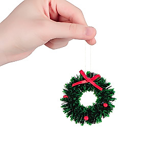 10 Pieces Mini Artificial Christmas Wreaths Ornaments, Dollhouse Miniature Christmas Wreath Doll House Mini Xmas Wreath for Dollhouse Door Windows Christmas Tree Decoration (2 Styles)