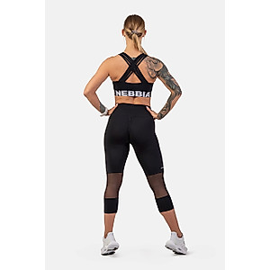 NEBBIA Medium Impact Cross Back Sports Bra 410 Black