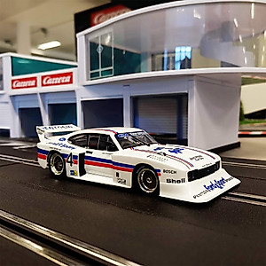 Carrera 30926 Ford Capri Zakspeed Turbo Lili Reisenbichler No. 4 1:32 Scale Digital Slot Car Racing Vehicle for Carrera Digital Slot Car Race Tracks, White, Blue, Red