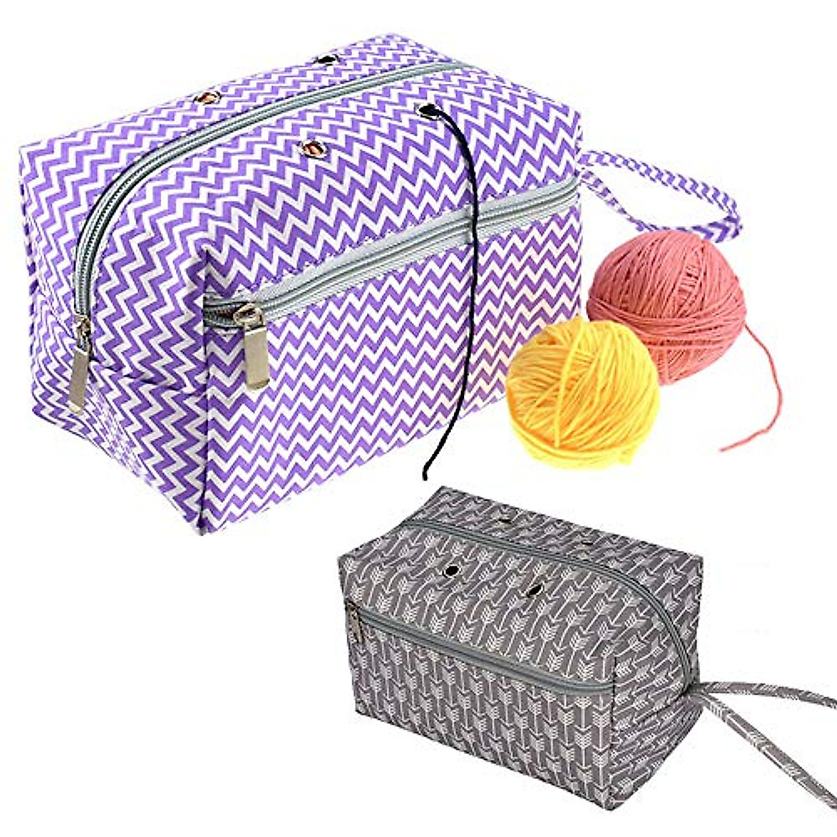 CHXIHome Yarn Storage Tote,Crochet Yarn Storage Bag Organizer with Divider for Crocheting & Knitting Supplies Portable Handmade Sewing Supplies Storage
