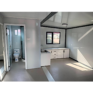 kitchef Foldable house 2 Bedrooms, Kitchen, Livining Room and Bathroom with instant Heater - Quick Assembly, Durable, and Compact Living Solution - backyard bar shed, 20 FT