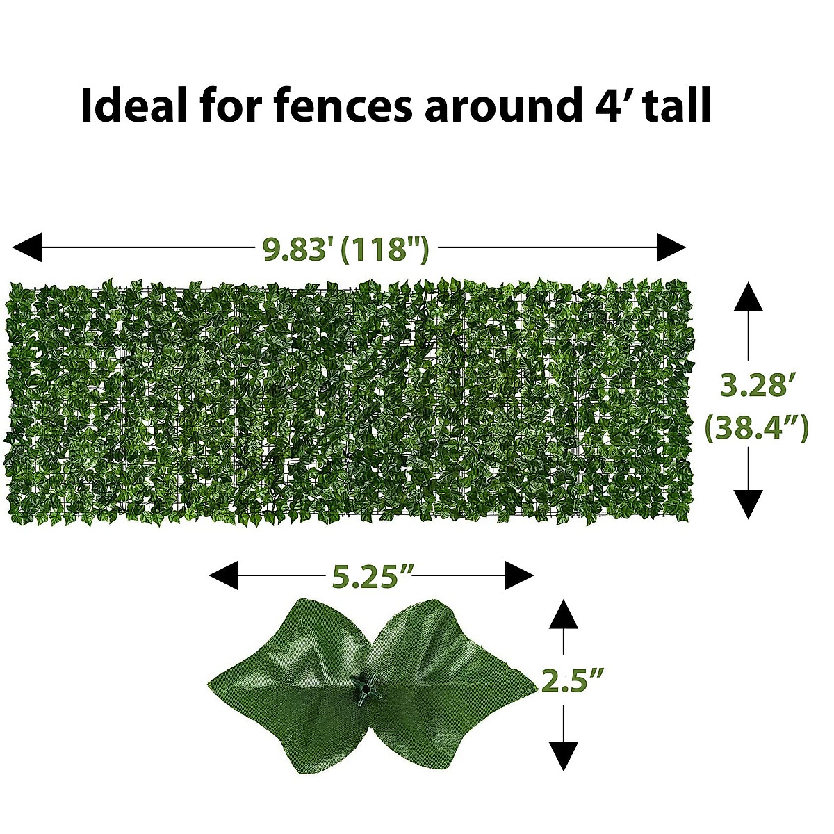 Artificial Ivy Balcony Privacy Screen, UV Coated Faux Ivy Privacy Fence Screen - Expandable Fake Ivy Fence - Ivy Fence Privacy Screen, Artificial Ivy Privacy Fence, Patio Decor For Fences Up To 4 Feet