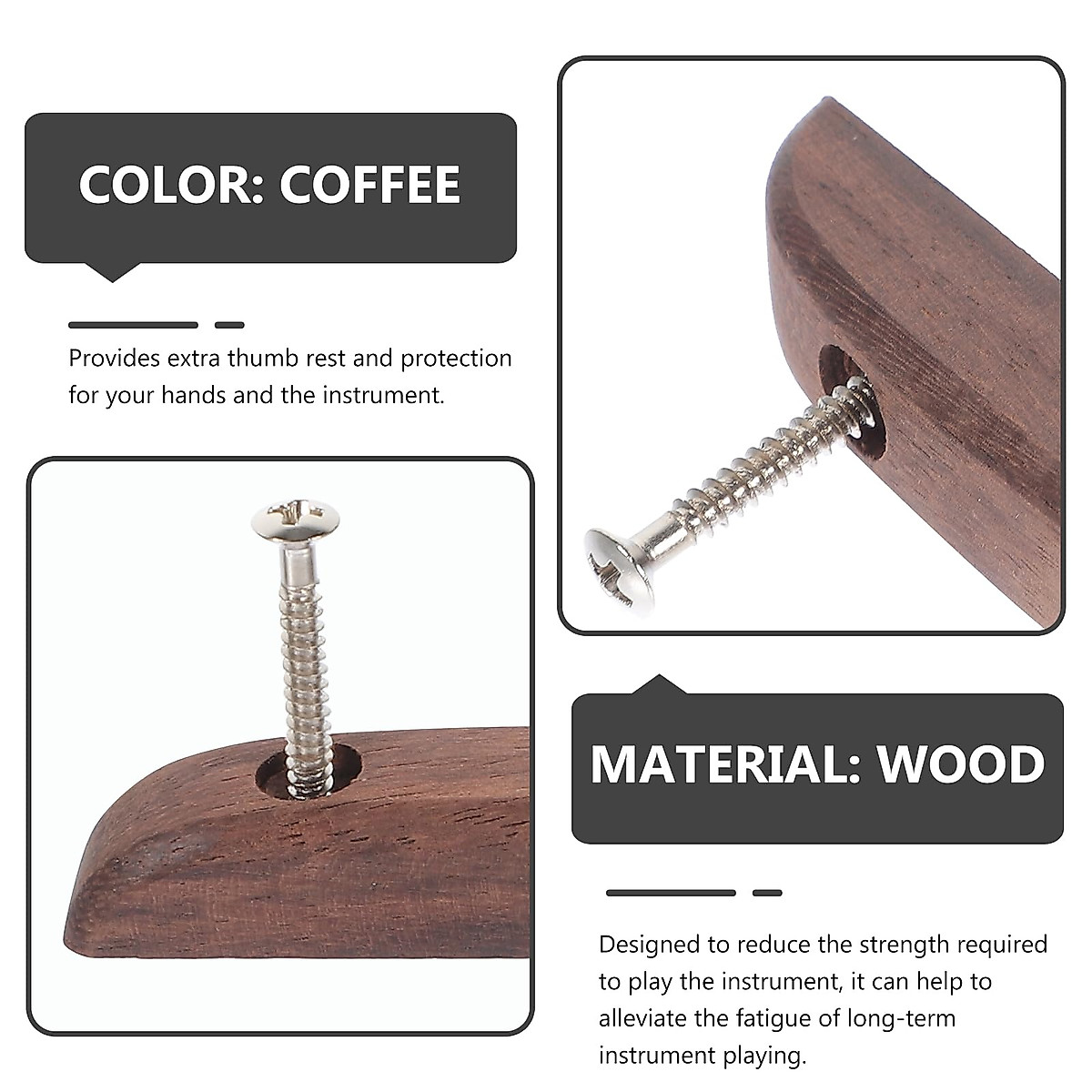 Artibetter 2pcs Rosewood Guitar Thumb Rest Bass Finger Rest with Mounting Screws