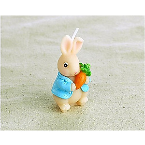 FLYPARTY Children's Birthday Candles with Greeting Card,Handmade Adorable Cute Animal Baby Shower Cake Topper Candle, Wedding Festival Zoo Theme Party Favors Decorations (Bunny)