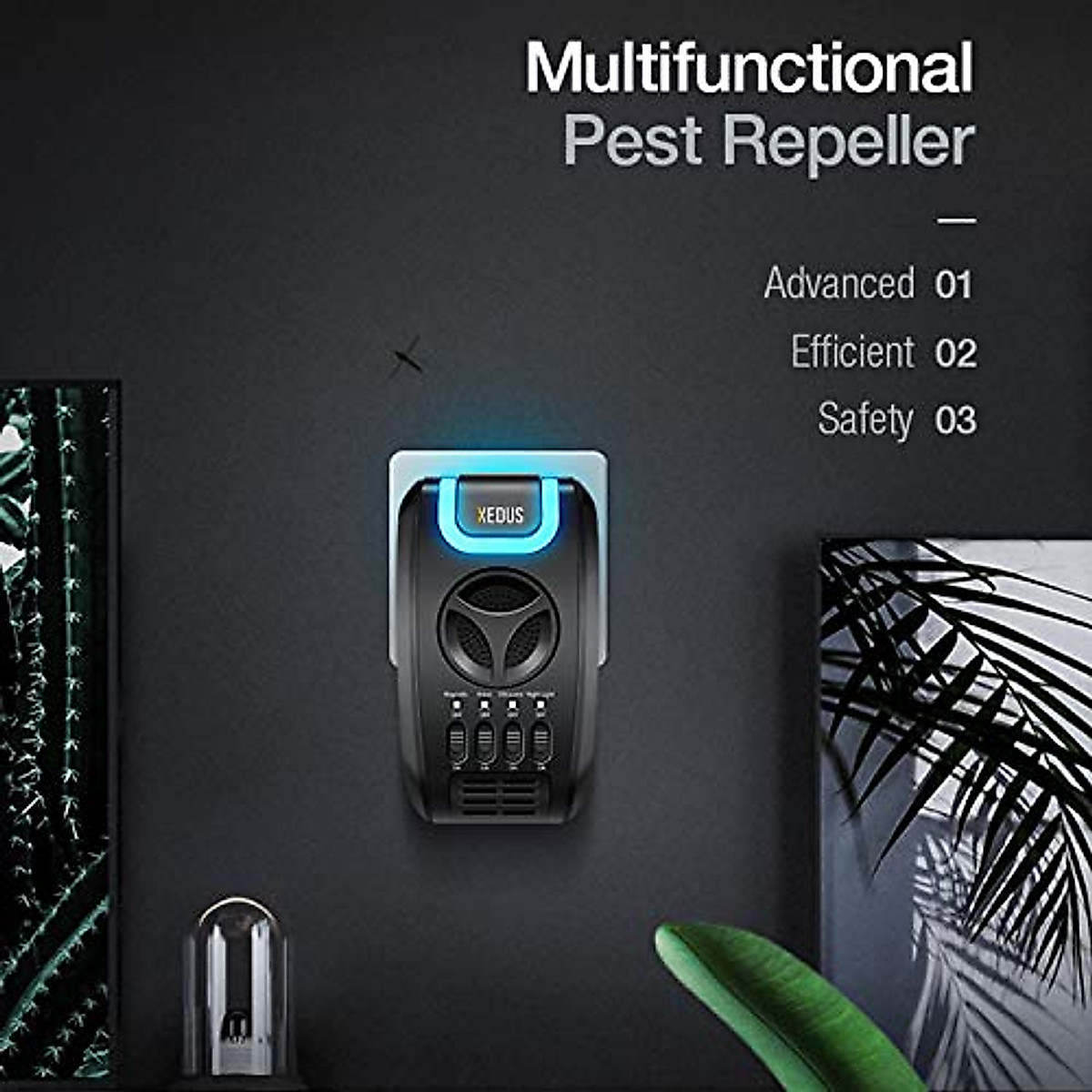 4 in 1 Multifunctional Electromagnetic Ultrasonic Pest Repeller - Anion Generator - Night Light - Pest Control mosquitoes, ants, cockroaches, spiders, ticks, fleas, scorpions, mice, rats, bats, etc.