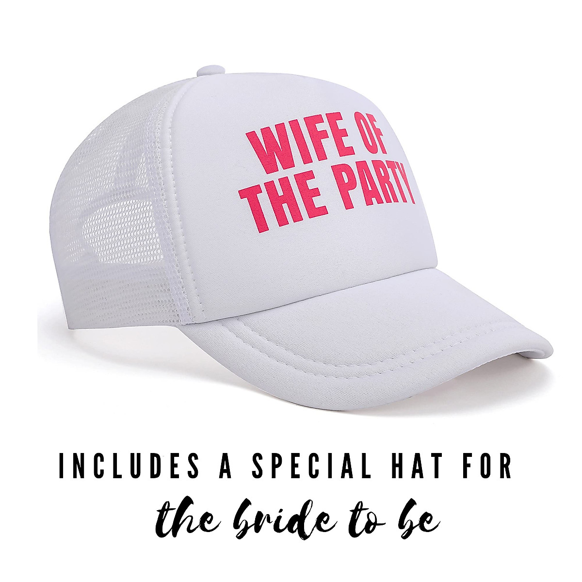 Pop Fizz Designs Bachelorette Party Favors - Bride Hat and 11 Bride Tribe Hats (12 Pack Neon Trucker Hats)