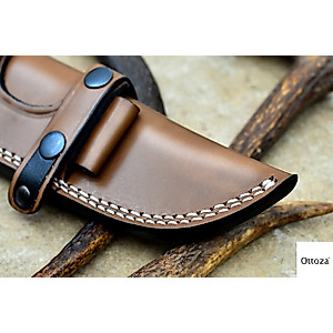 Ottoza TOP GRAIN Leather Knife Sheaths for Fixed Blade Knives, LEFT HAND Leather Knife Sheath for Belt, Leather Knife Holster Belt Knife Holder, Horizontal Knife Sheath for Belt No:102