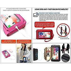 RFID Blocking Touch Screen Phone Bag Small Crossbody Bag Shoulder Handbag Wristlet for Women (E4 Black - Touch Screen)