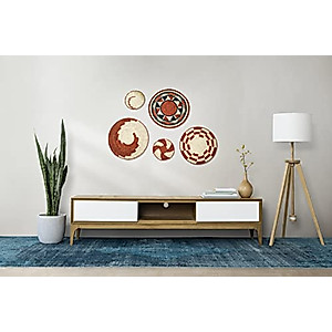 Artizenway Handmade Flat Wall Decor Basket Set of 5-Boho Wall Hanging Basket Crafted From Date Palm Leaves -Suitable For Bedroom, Living Room, Rest Room Or Dining Table