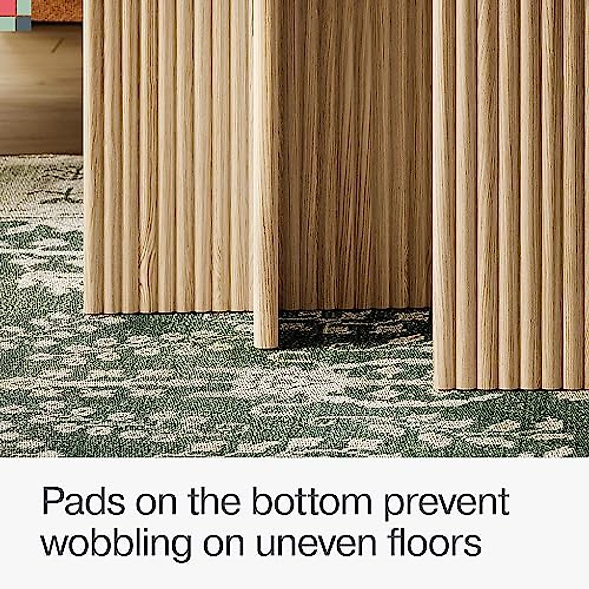 Square Fluted Nesting Coffee Table - 2 Piece Square Coffee Table Set - Living Room Furniture - Modern Home Decor - Solid Oak Base (Natural Oak)