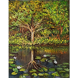 Hidden Away, Lily Pond by Internationally Renowned Painter Yary Dluhos
