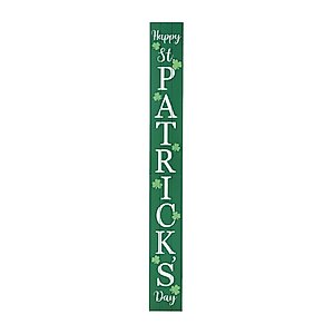Glitzhome 60"L Wooden St. Patrick's Porch Sign, Happy St Patrick's Day Vertical Porch Decor for Home Front Door Yard Party