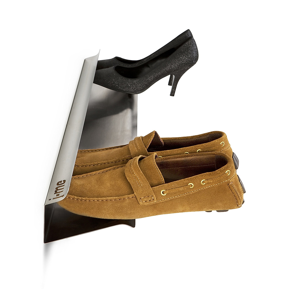 j-me Horizontal Shoe Rack – Wall Mounted Shoe Rack Organizer Keeps Shoes, Boots, Sneakers & Heels Off The Floor. A Modern Shoe Organizer For Your Entryway or Closet. (Stainless Steel - 28 inches)