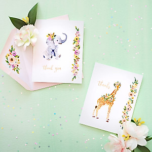Papyrus Baby Thank You Cards with Envelopes, Elephant & Giraffe (20-Count)