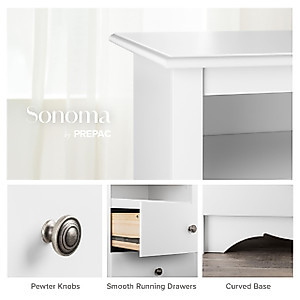 Prepac Sonoma Superior 5-Drawer Chest for Bedroom - Spacious and Stylish Chest of Drawers, Measuring 17.75"D x 31.5"W x 44.75"H, In White Finish