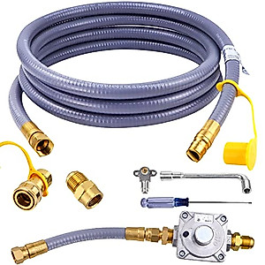 98523 Natural Gas Conversion Kit, 10 Ft 1/2" ID Natural Gas Hose and Nature Gas Regulator, Compatible with Monument Grills Model 41847NG and 77352NG,Converts Your Grills to Natural Gas