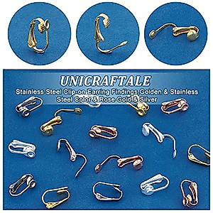 UNICRAFTALE 32pcs 4 Colors Stainless Steel Clip-on Earring Non-Pierced Earring 15mm Metal Huggie Fake Ear for DIY Earring Jewelry Making