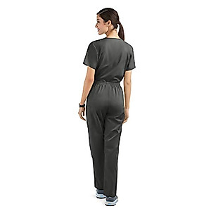 Strictly Scrubs Women’s Scrub Set – Includes V-Neck Top and Elastic Pant (Medium, Pewter)
