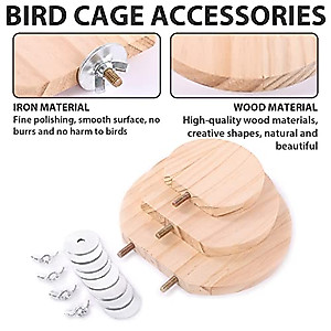 Natural Pine Wood Birdcage Stands, Bird Perches Platform, Parrot Stand Cage Accessories Toys with Washers for Budgie Parakeet Hamster Cockatiel Conure Lovebirds Gerbil Exercise Sleep & Chew, 3Pcs
