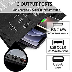ELECAENTA 30W Solar Panel Charger with 3 USB Ports, PD 18W USB C Fast Charging, IPX5 Waterproof, Foldable Portable ETFE Solar Charger for iPhone, iPad, Samsung Galaxy, LG and Camping Backpacking