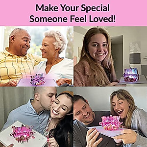 100 Greetings LIGHTS & MUSIC Happy Anniversary Card for Husband & Wife - Plays 'This Will Be' - Pop Up Card -– Happy Anniversary Cards for Couple –Wedding Anniversary Card for Couple - 1 Card Only