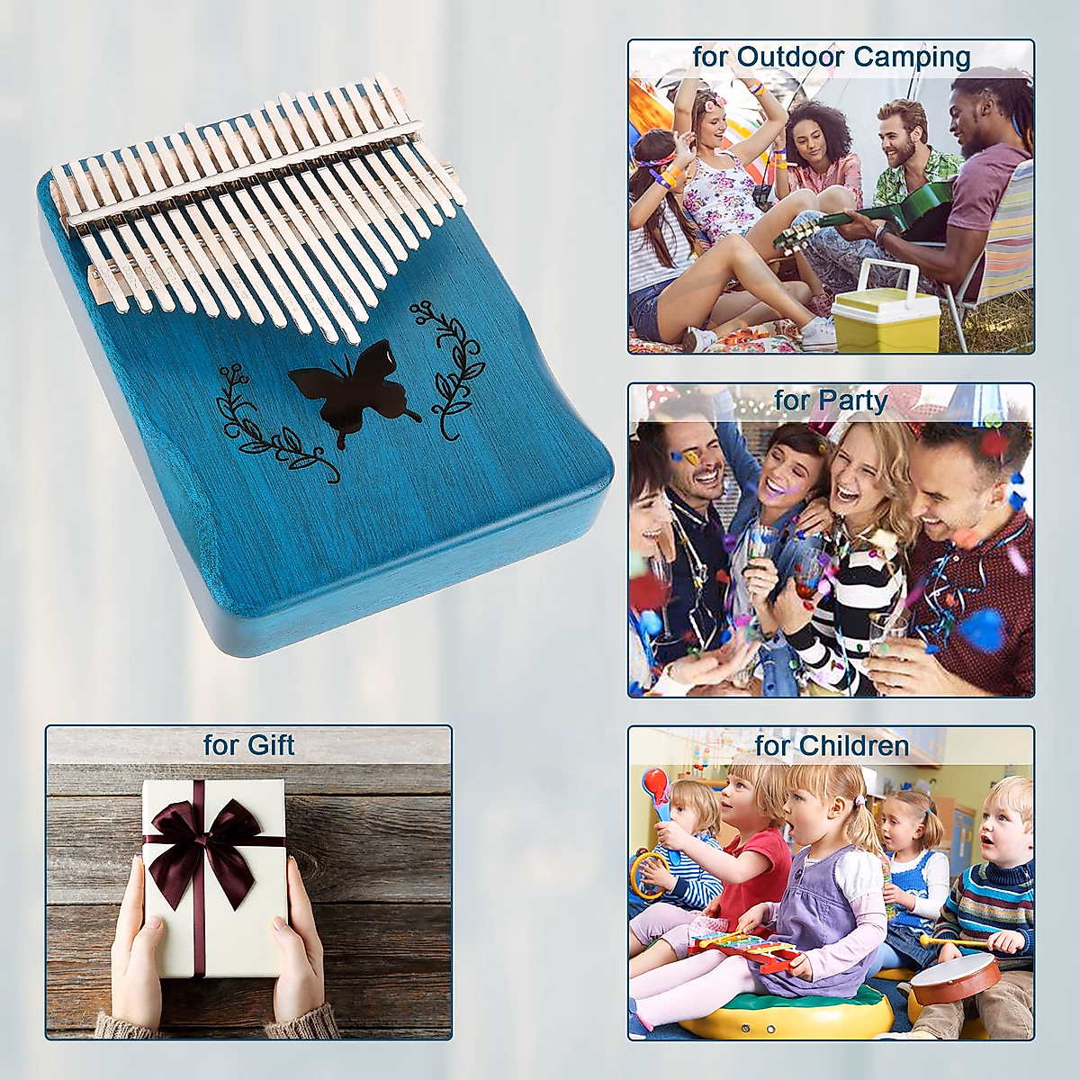 Lemfema Kalimba 21 Keys, Portable Kalimba Thumb Piano, Finger Piano Kalimba 21 Keys, Thumb Piano for Kids and Adults Beginners(Blue)