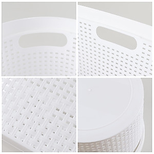 Haodehen Set of 4 Laundry Baskets, 40 L Plastic Storage Hamper with Cut-Out Handles, White