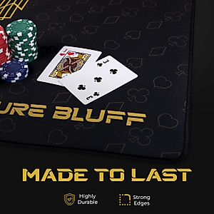 Pure Bluff Poker Mat for Table - Premium Smooth, Non-Slip Poker Table Mat with Stronger Edges - Water Resistant Poker Table Tops Card Games - 70x35 Inches, Bag Included
