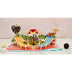 Time to Say Hello to Summer Pop Up Card, Greeting Card Butterfly Flied Out, Summer Birthday Card, Beach Day Card, 3D Card, Greeting Cards, Celebration Card 6" X 8" when closed