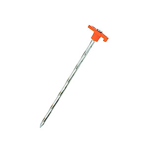 SE 10” Metal Twisted Tent Pegs with Orange Plastic Stoppers (10-Pack) - 909NRC-T10