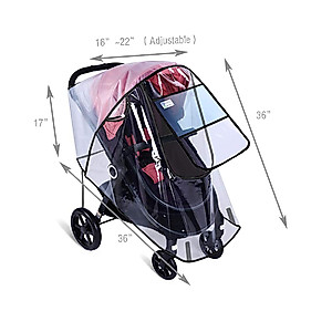 Stroller Rain Cover by Hombae, Universal Baby Stroller Weather Shield, Waterproof Stroller Cover, Travel Umbrella Stroller Wind Dust Shield, Stroller Cover for Rain, Food Grade EVA, Eye Protect