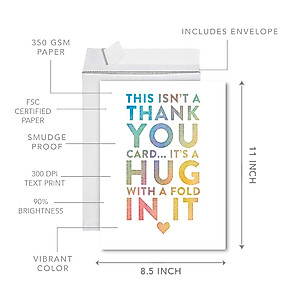 Andaz Press Funny Jumbo Thank You Card With Envelope 8.5 x 11 inch, Big Greeting Card, Hug With A Fold In It, 1-Pack, Huge Large Group Greeting Card, Includes Envelope