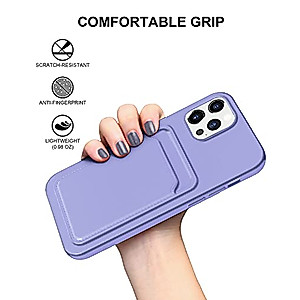 Homstect Silicone Card Case Compatible with iPhone 12/iPhone 12 Pro 6.1inch, Shock-Absorbing Protective Case with Card Holder, Slim Wallet Case Compatible with iPhone 12/12 Pro (2020 Release)-Pureple