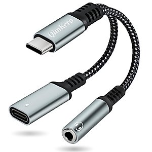 QimKero USB C to 3.5mm Headphone and Charger Adapter, 2-in-1 USB C to Aux Audio Adapter for PD 60W Fast Charging for iPhone 15 Plus Pro Max, Samsung Galaxy S20 S21 S22 S23, iPad Pro Air4