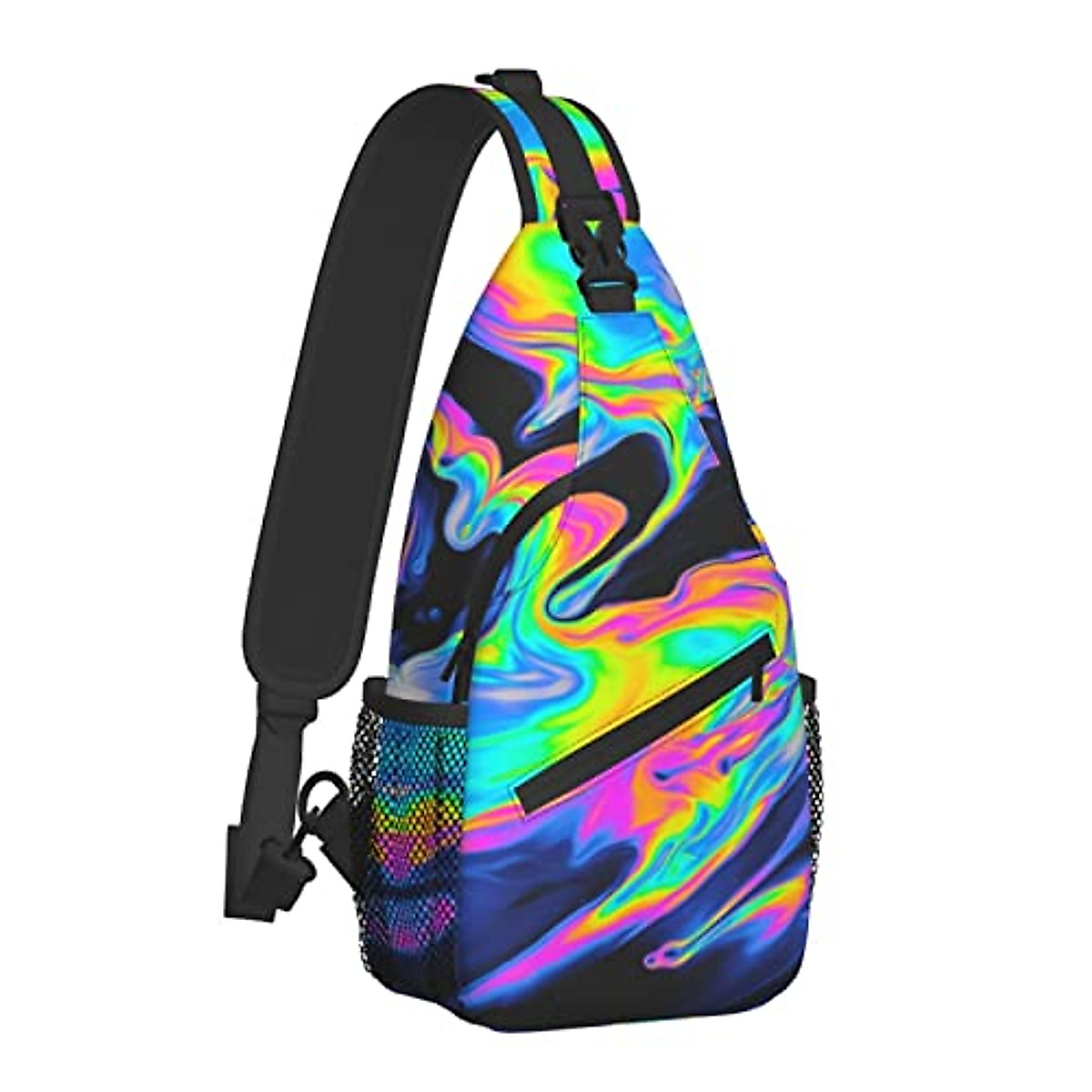 Psychedelic Trippy Sling Backpack,Casual Crossbody Shoulder Backpack Sling Bag Chest Daypack for Men Women Sport Hiking Gym