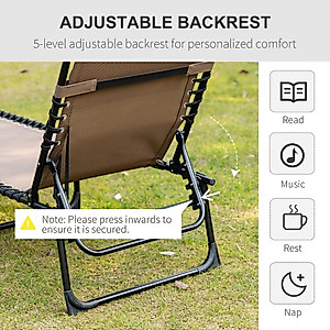 Outsunny Reclining Chaise Lounge Chair, Portable Sun Lounger, Folding Camping Cot, with Adjustable Backrest and Removable Pillow, for Patio, Garden, Beach, Brown