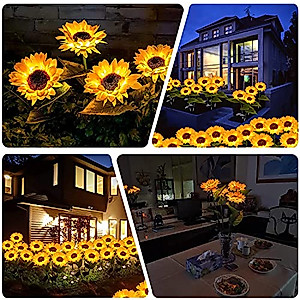 Forlivese Solar Powered Sunflower Lights, Outdoor Decorative Garden Stakes, Solar LED Pathway Decor Lights, Solar Flowers, for Garden Patio Lawn Yard Porch Walkway(2 Pack)