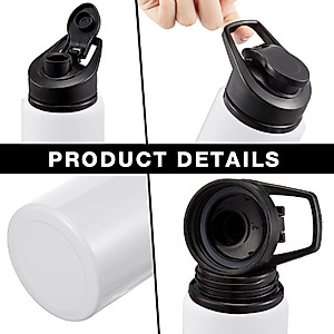 Gandeer 14 Pcs Aluminum Water Bottle 17 Oz Bike Bottles with Snap Lid Reusable Easy Carry Sports cups for Camping Hiking(White)