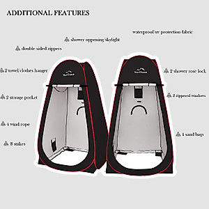 Your Choice Oversized 6.89FT Pop Up Privacy Tent - Camping Shower Changing Tent, Portable Bathroom Toilet Room - Color Black