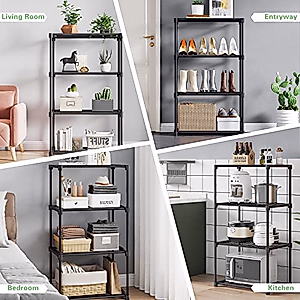 TABIGER 47.3" Storage Shelves Unit, Closet Wire Shelving for Storage with 4 Tier Metal DIY Stackable Shelves, Closet Shelving for Kitchen Bedroom Laundry Room Living Room, 25.6" W x 15.8" D x 47.3" H